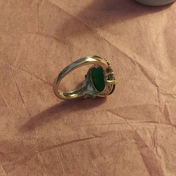 LION JEWELIERS | Jewelry | Sterlings Green Agate Filigree Ring Size 72 ...